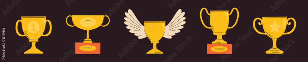 Winning cup, gold prize, award, champion trophy cup, first place vector ...