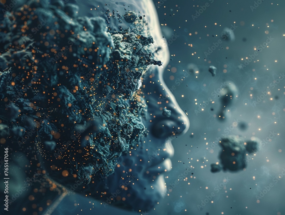 Deep Clean 3D imagery of deep skin cleansing action, with particles ...