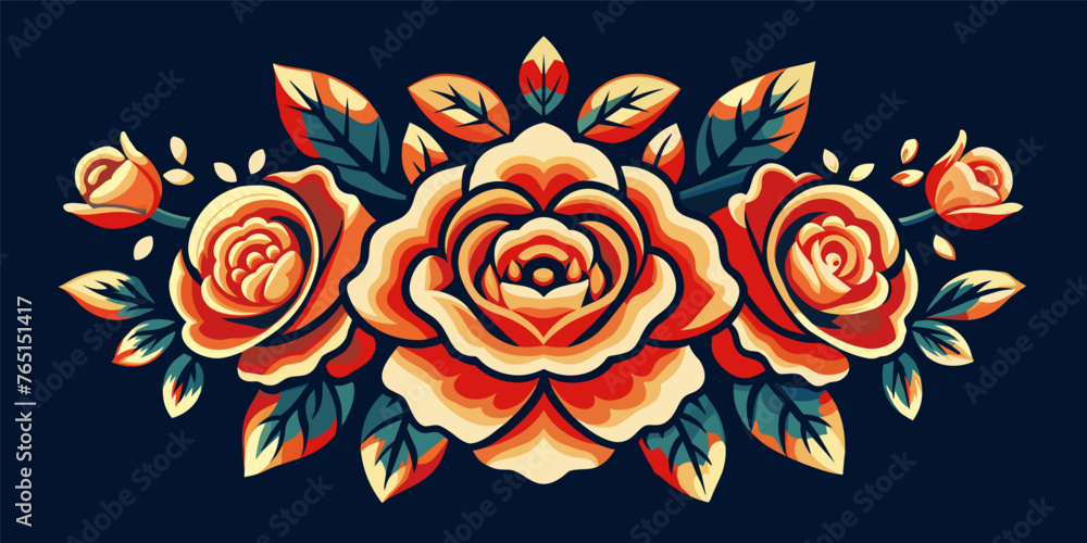 Mexico mexican roses for festival Cinco de mayo. Retro old school roses ...