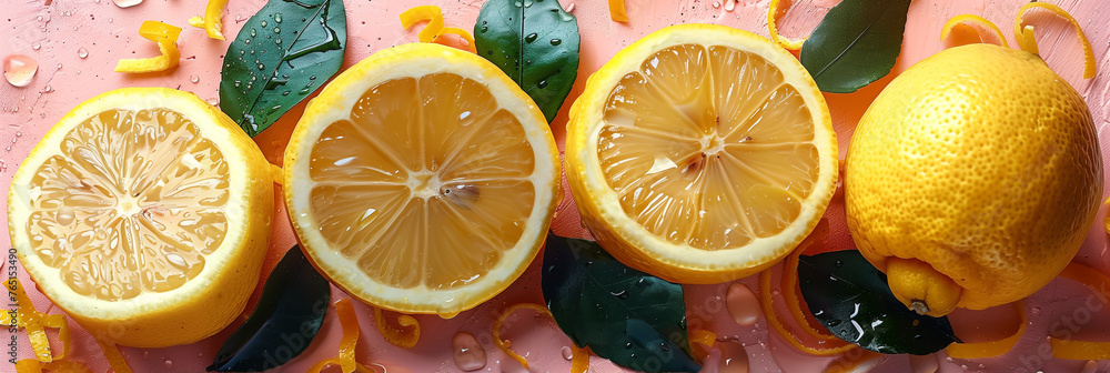 Background with citrus. Lemons. Copy space. Place for text. Juiced ...