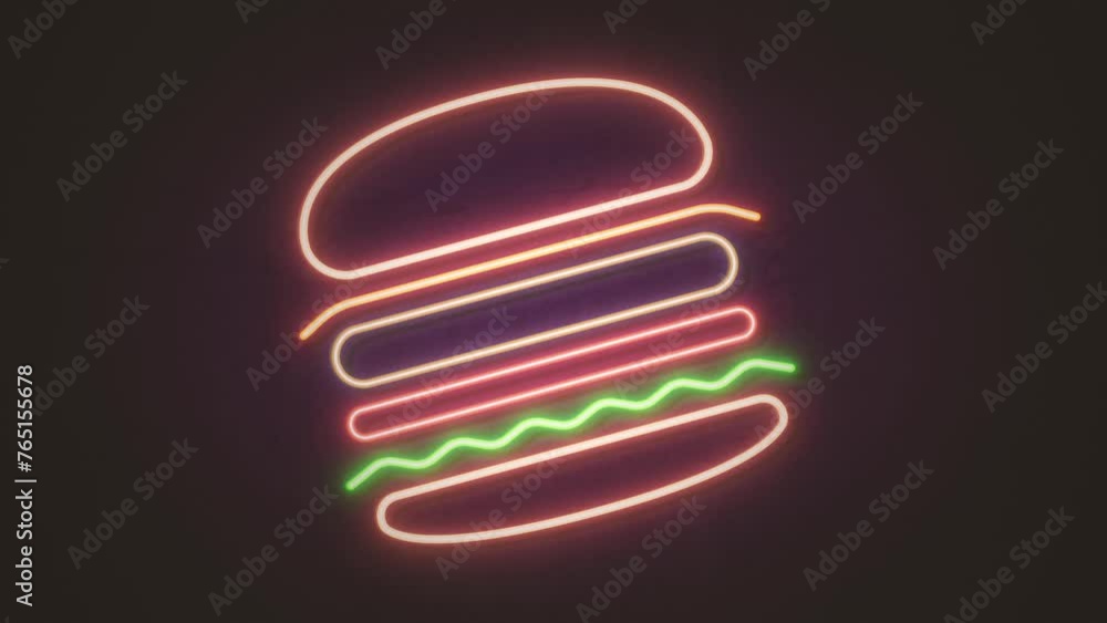 Neon Food Truck Background/ Animation of a food truck background with ...
