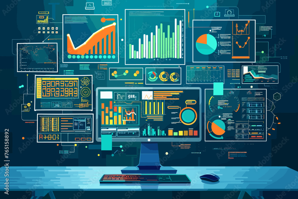 Harnessing the power of data science, businessman studying analytics ...