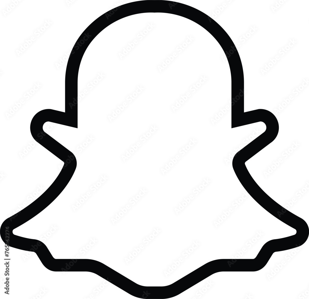 Snapchat icon. Social media logo. Line art and flat style isolated on ...