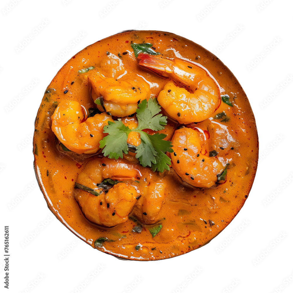 Shrimp masala fish curry Chemeen curry in coconut on transparent ...
