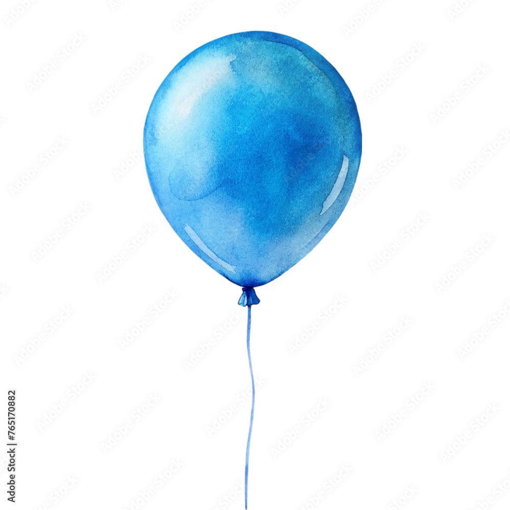 Blue watercolor balloon isolated on transparent background. Stock ...