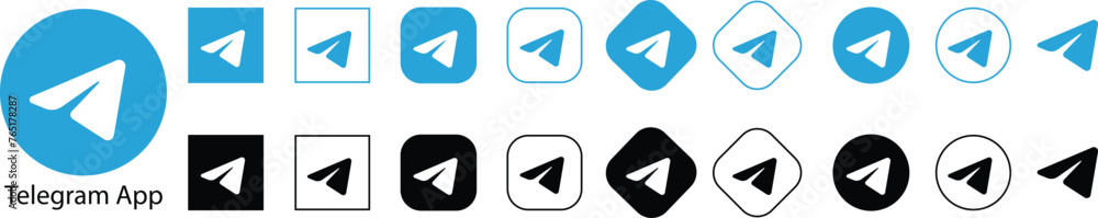 Telegram icon set. Social media editorial flat vector isolated on ...