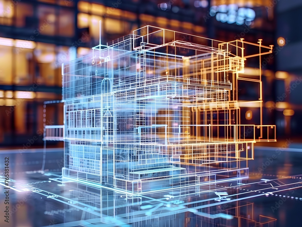 Digital Blueprints and Schematics in Neon and Luminous 3D Styles, To ...