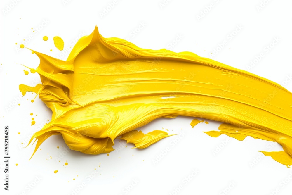 Yellow stroke of paint isolated on white background, Yellow stroke on ...
