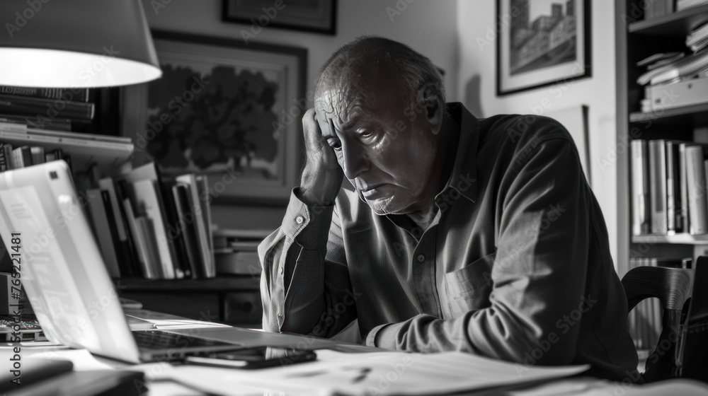 Memory Struggle: Photograph the man deep in thought, his brow furrowed ...