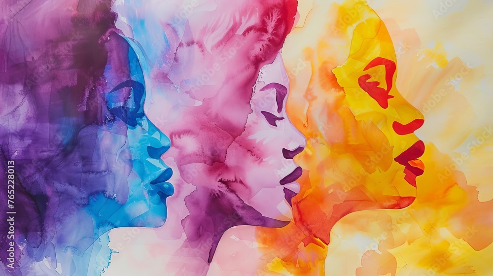 Abstract Watercolor Painting Celebrating the Unity and Empowerment of ...