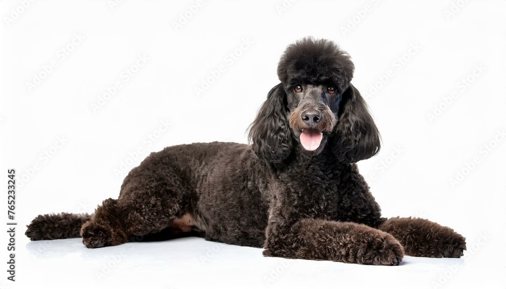 Standard Poodle dog - Canis lupus familiaris - dark charcoal grey black ...