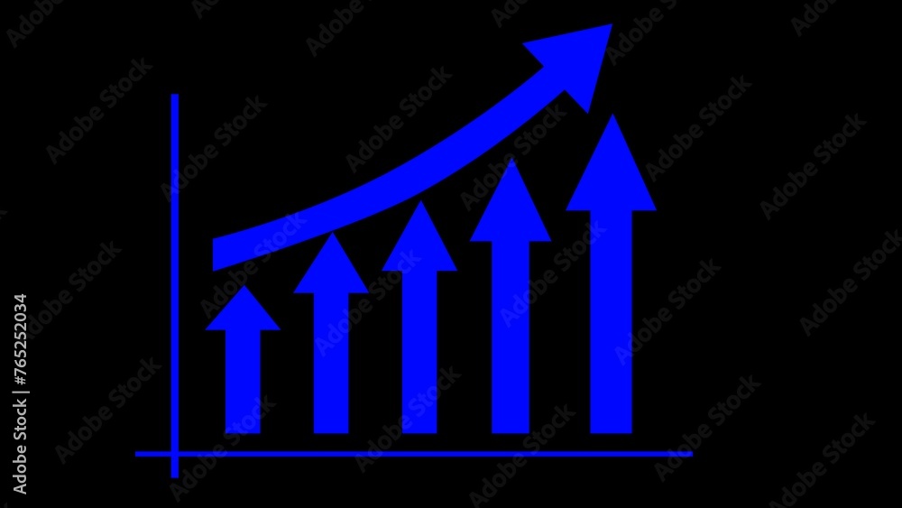 Blue growing graph icon. Graph diagram up icon, Increase in profit ...