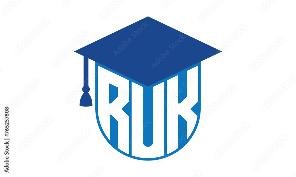 RUK initial letter academic logo design vector template. school college ...