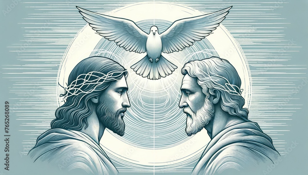 The Holy Trinity: the Father, the Son, and the Holy Spirit. Digital ...