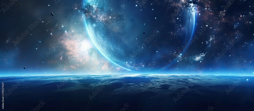 An impressive perspective of the Earth as seen from space, surrounded ...