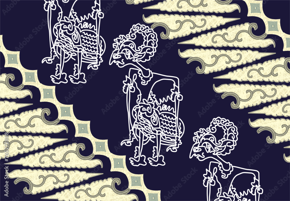 Indonesian batik motifs by displaying a very distinctive wayang kulit ...