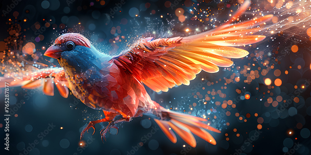 bird of paradise, A hummingbird with a blue and purple background ...