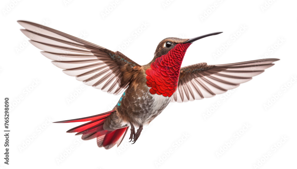 red hummingbird in flight isolated on transparent background cutout ...