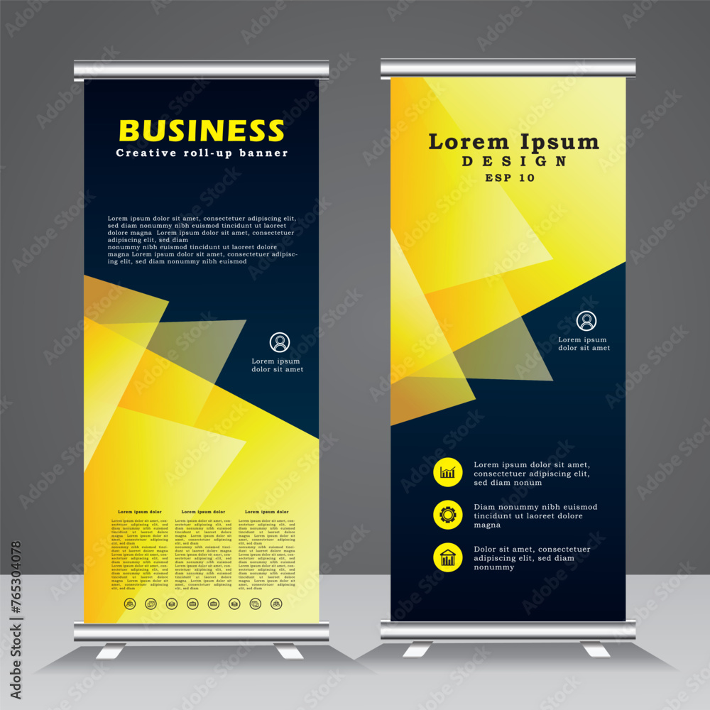 Business roll up banner design, yellow color roll up banner template, X ...