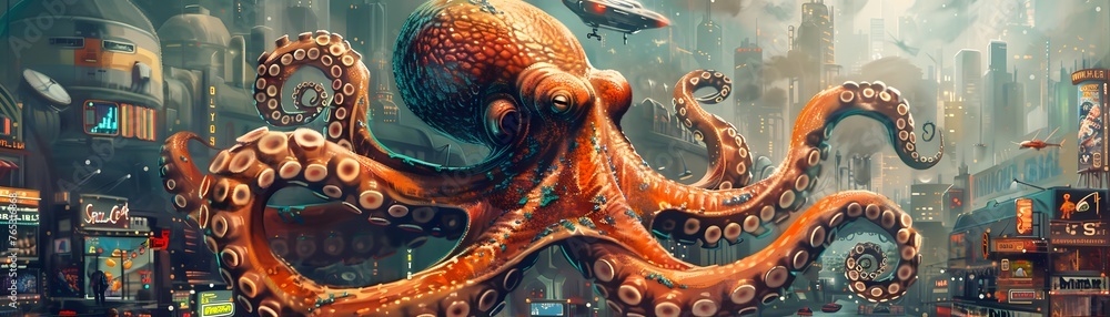 The city is thrown into chaos as the giant octopus wreaks havoc, its ...