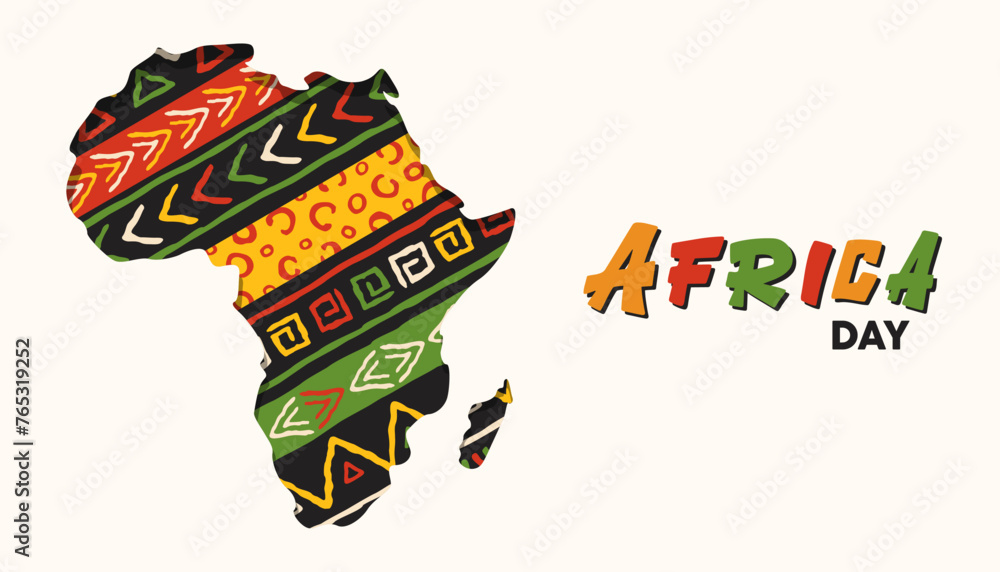 Africa day tribal art continent shape celebrating African unity . Eps ...