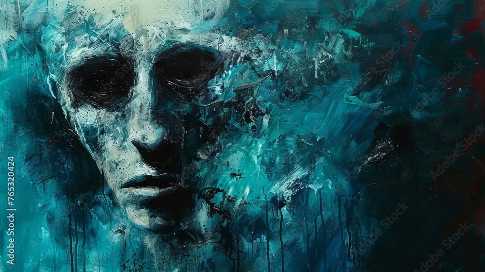 Mysterious horror acrylic painting concept influenced by the enigmatic ...
