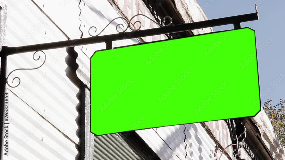 An Old Bar or Restaurant Sign with Green Screen. Close Up. You can ...