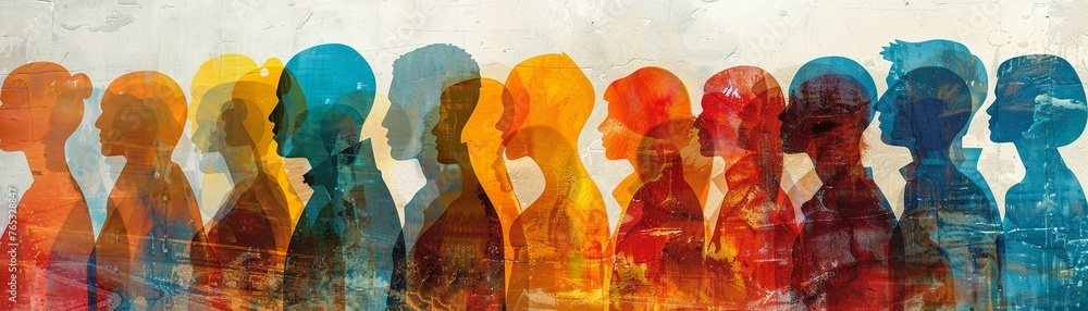 Compose an imaginative collage featuring silhouettes of people from ...