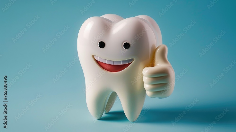 Funny smiling tooth showing thumb up, concept of teeth care Stock ...