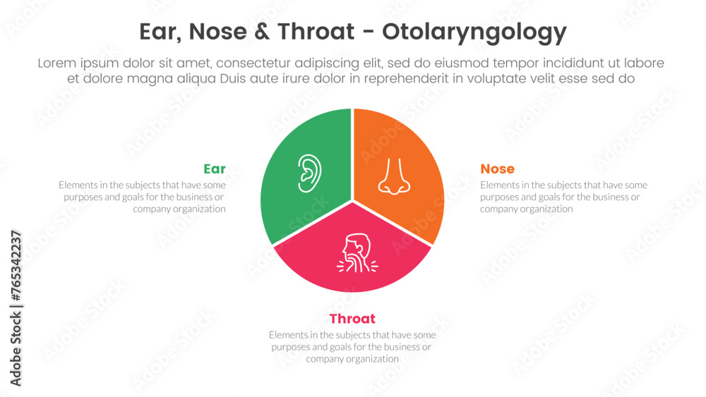 ent health treatment disease infographic 3 point stage template with ...