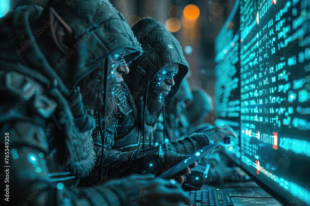 Fantasy Orc Characters Depicted As Hackers Orchestrating A Ddos Attack