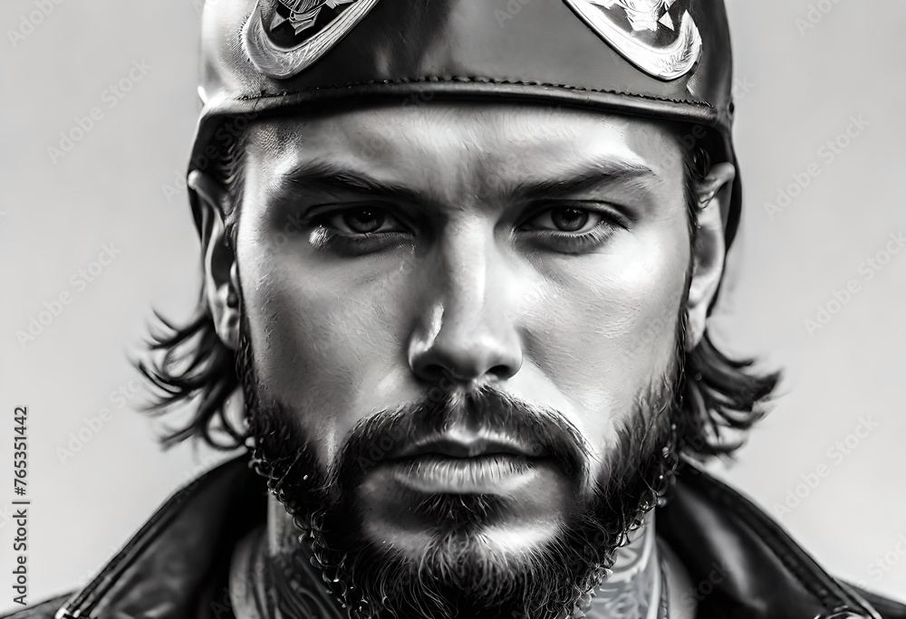 photo realistic illustration of handsome serious intense white ...