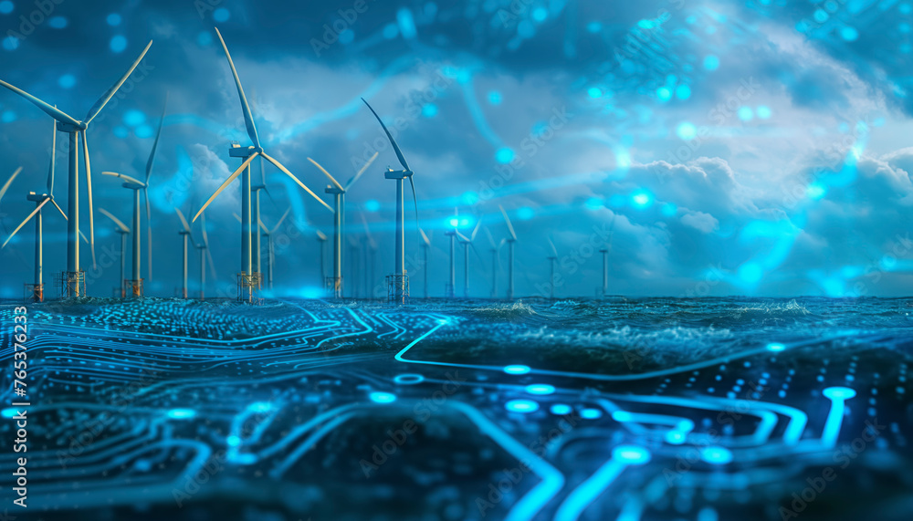 Futuristic digital windmill technology harnessing sustainable energy in ...
