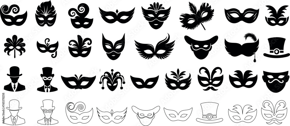 masquerade masks Vector icon collection, perfect masquerade vector icon ...