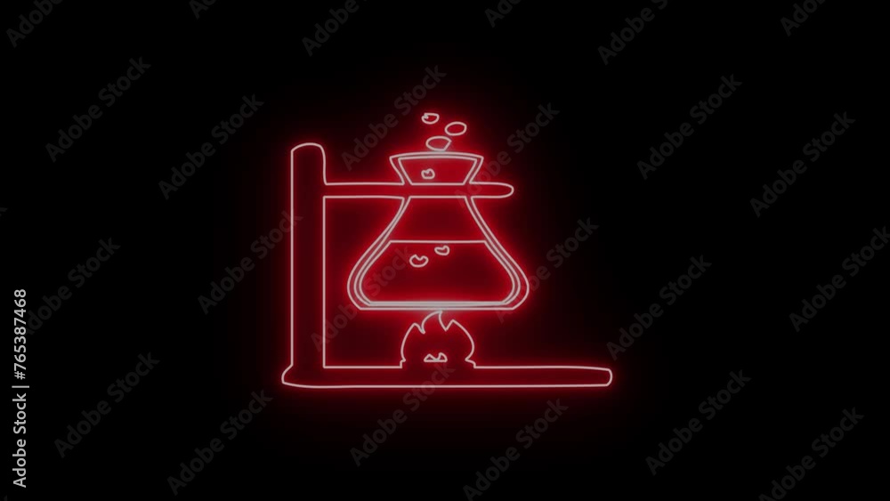 Vidéo Stock Glowing neon Chemistry test tube test. Test tube animated ...