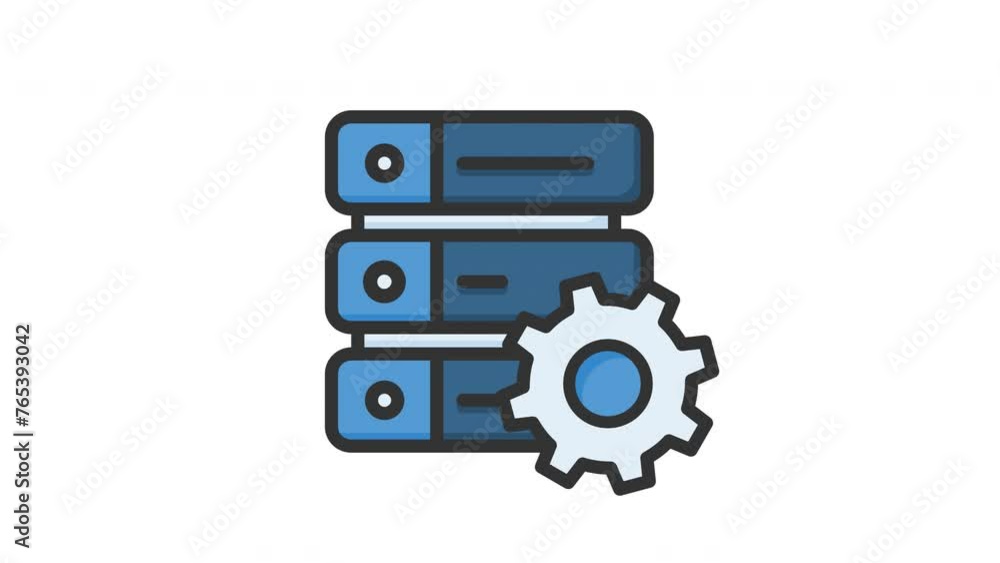Animated data integrated with illustration of a server connected ...