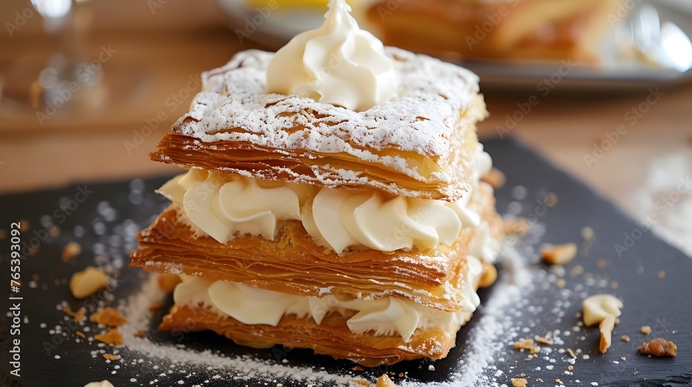 Exquisite French Mille-Feuille Layered Puff Pastry Dessert with Creamy ...