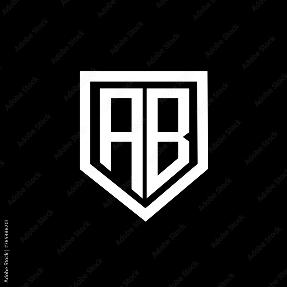 AB letter logo design with black background in illustrator. Vector logo ...