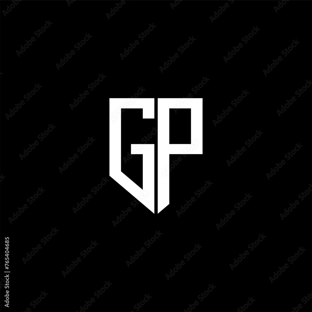 GP letter logo design with black background in illustrator. Vector logo ...