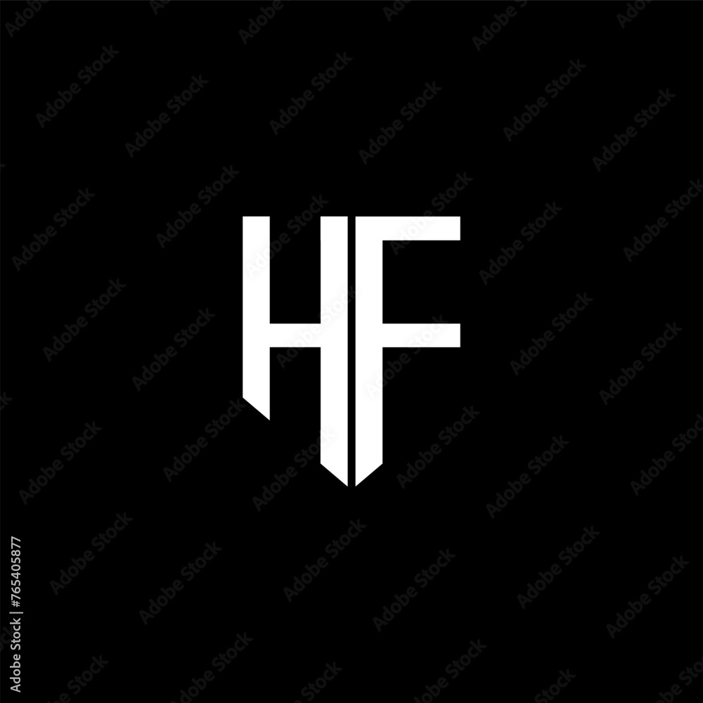 Vecteur Stock HF letter logo design with black background in ...