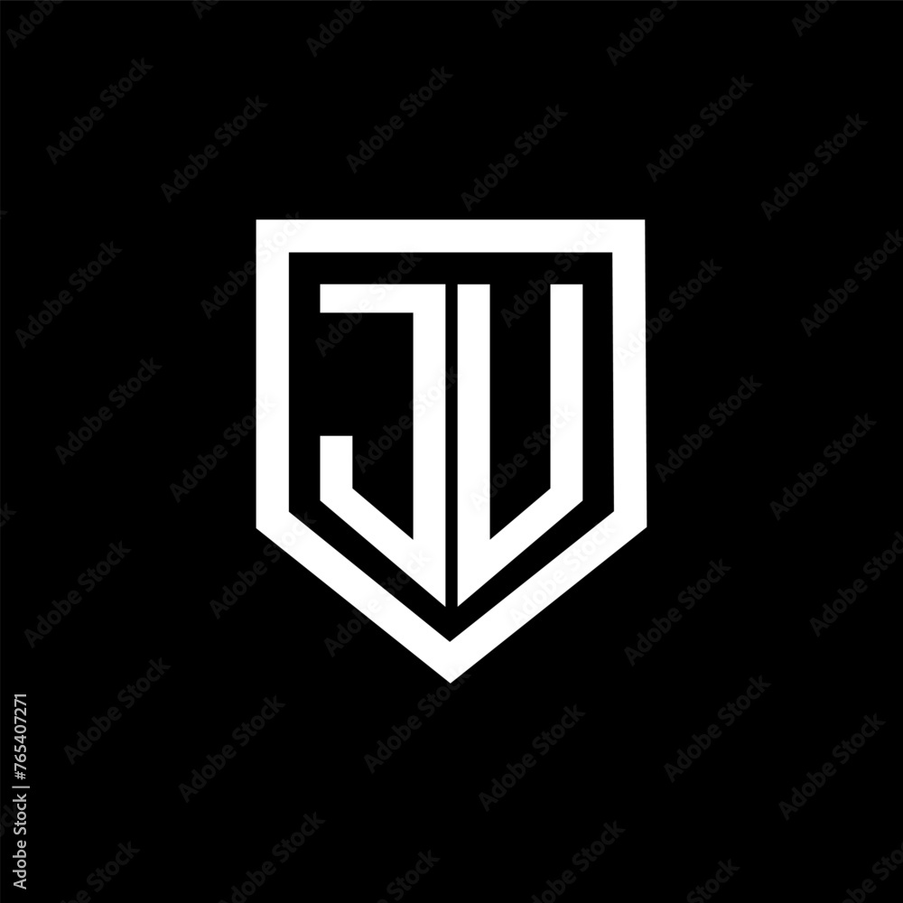 JU letter logo design with black background in illustrator. Vector logo ...