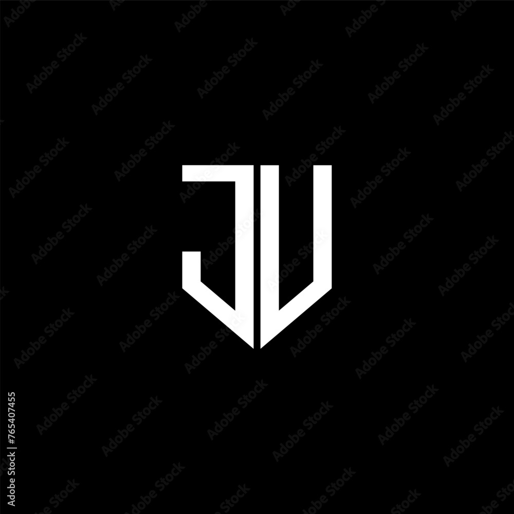 JU letter logo design with black background in illustrator. Vector logo ...