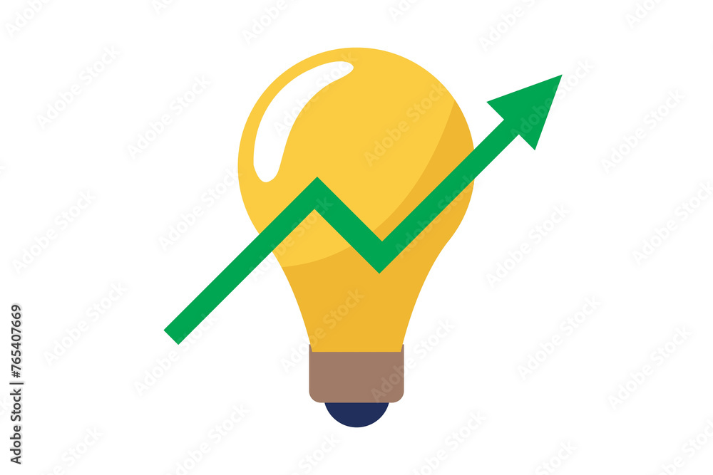 Investment Ideas and stock market concept with a shining light bulb ...