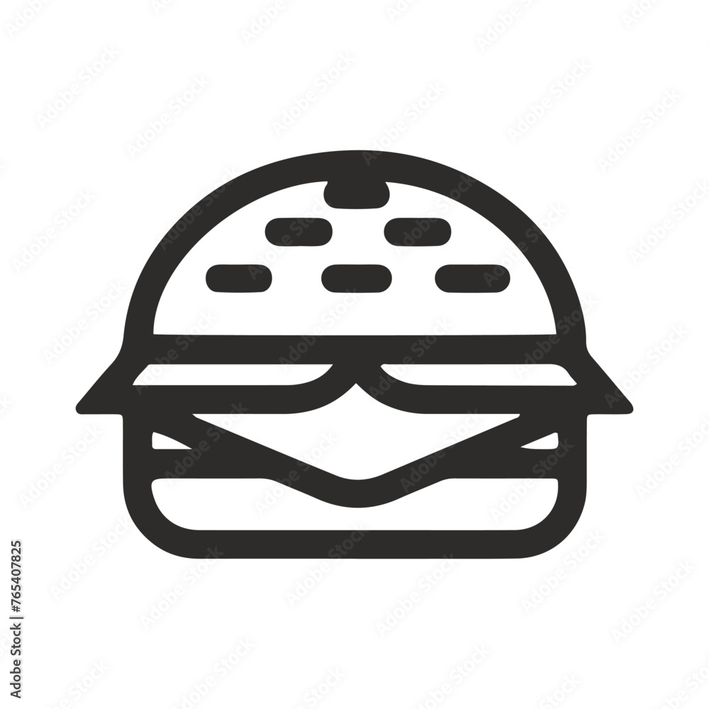 simple and minimalistic burger logo, lineart style, black and white ...