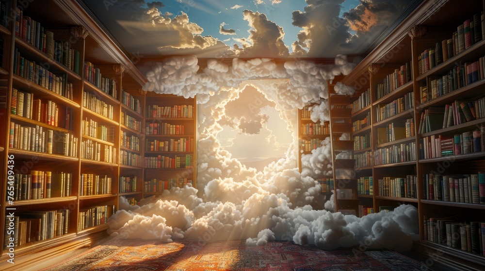 Knowledge: A magical library where books are portals to different ...