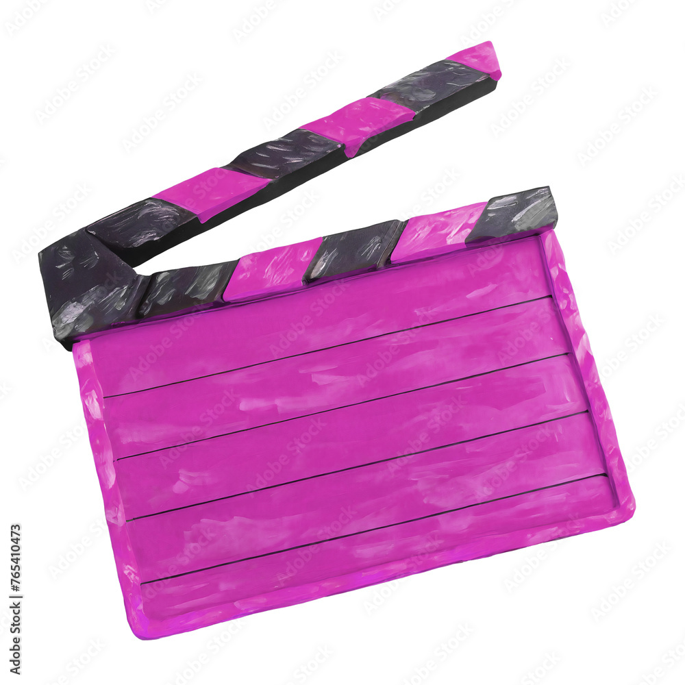 Film slate or Flying purple color clapperboard, isolated on transparent ...