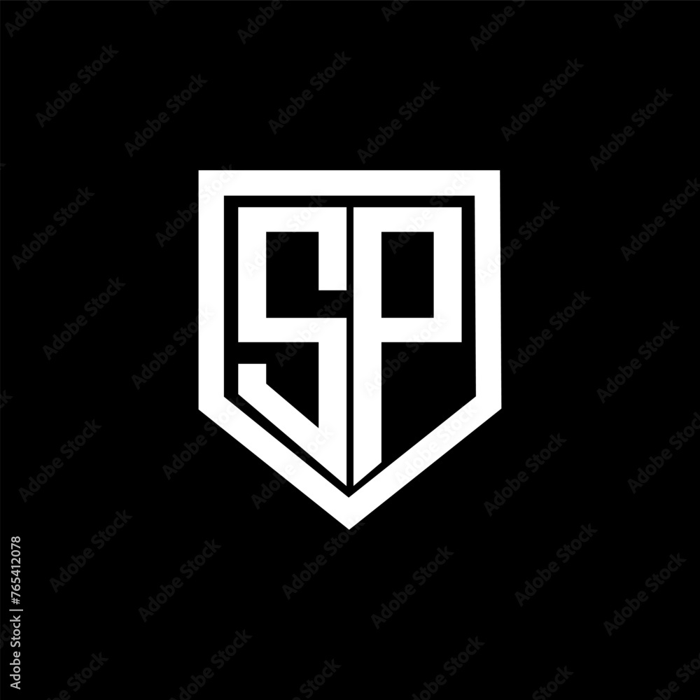 SP letter logo design with black background in illustrator. Vector logo ...