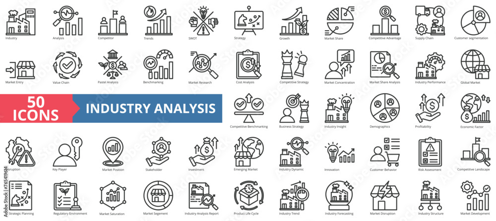 Poster Industry analysis icon collection set – Wall Art | UkPosters
