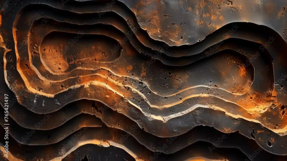 A series of parallel lines etched into the surface of a rock resembling ...