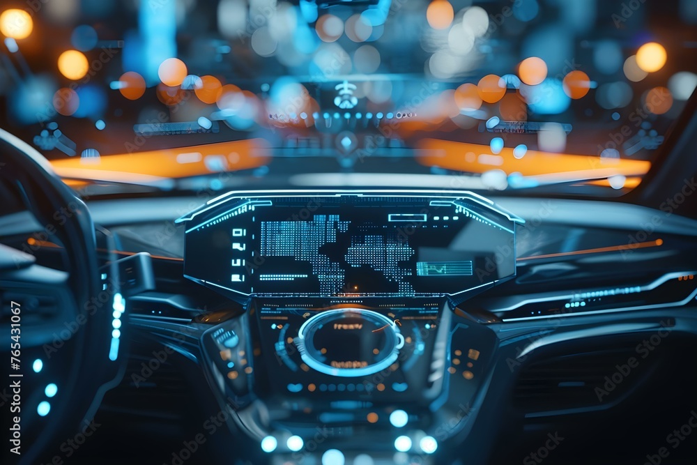 3D rendering of autonomous vehicle software technology for selfdriving ...